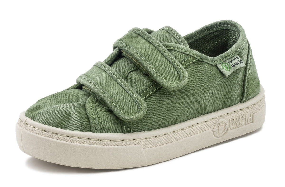 Natural World Eco: Velcro Kids Sneakers - Khaki – Acorn & Pip